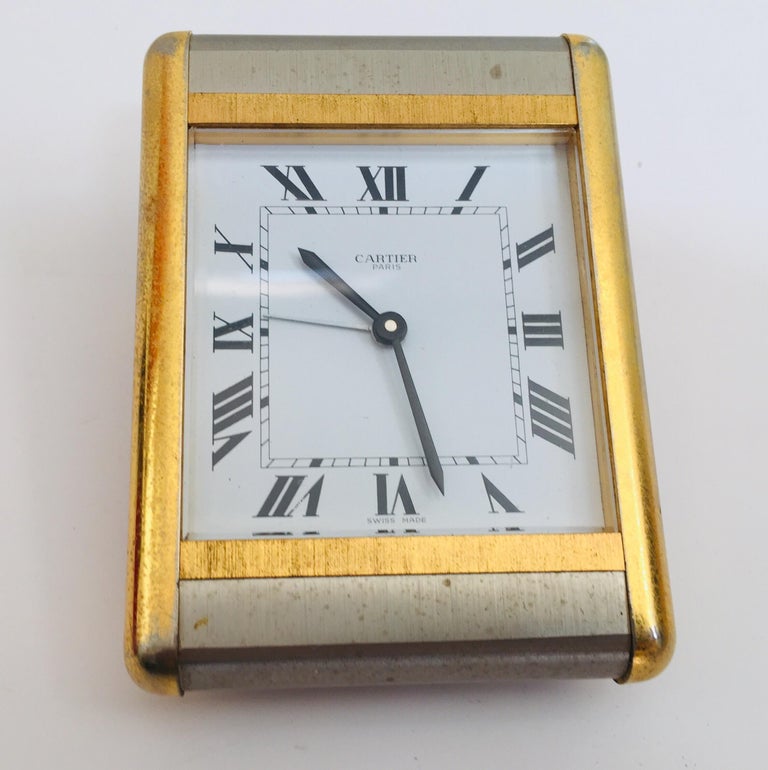Cartier Tank Desk Clock Two-Tone Gold and Steel at 1stDibs