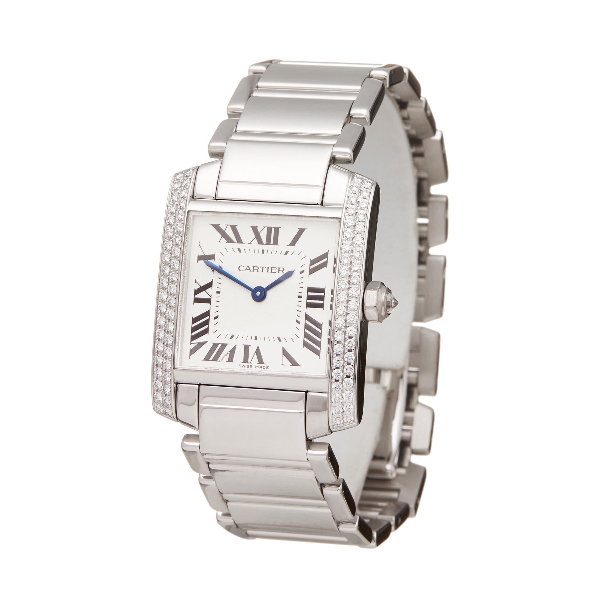 Cartier Tank Francaise 18 Karat White Gold 2404 at 1stDibs