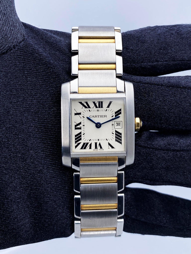 Cartier Tank Francaise 2465 Two Tone Midsize Watch For Sale at 1stDibs