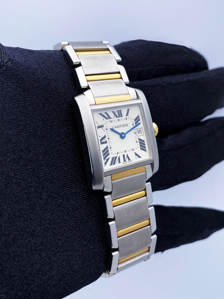 Cartier Tank Francaise 2465 Two Tone Midsize Watch For Sale at 1stDibs