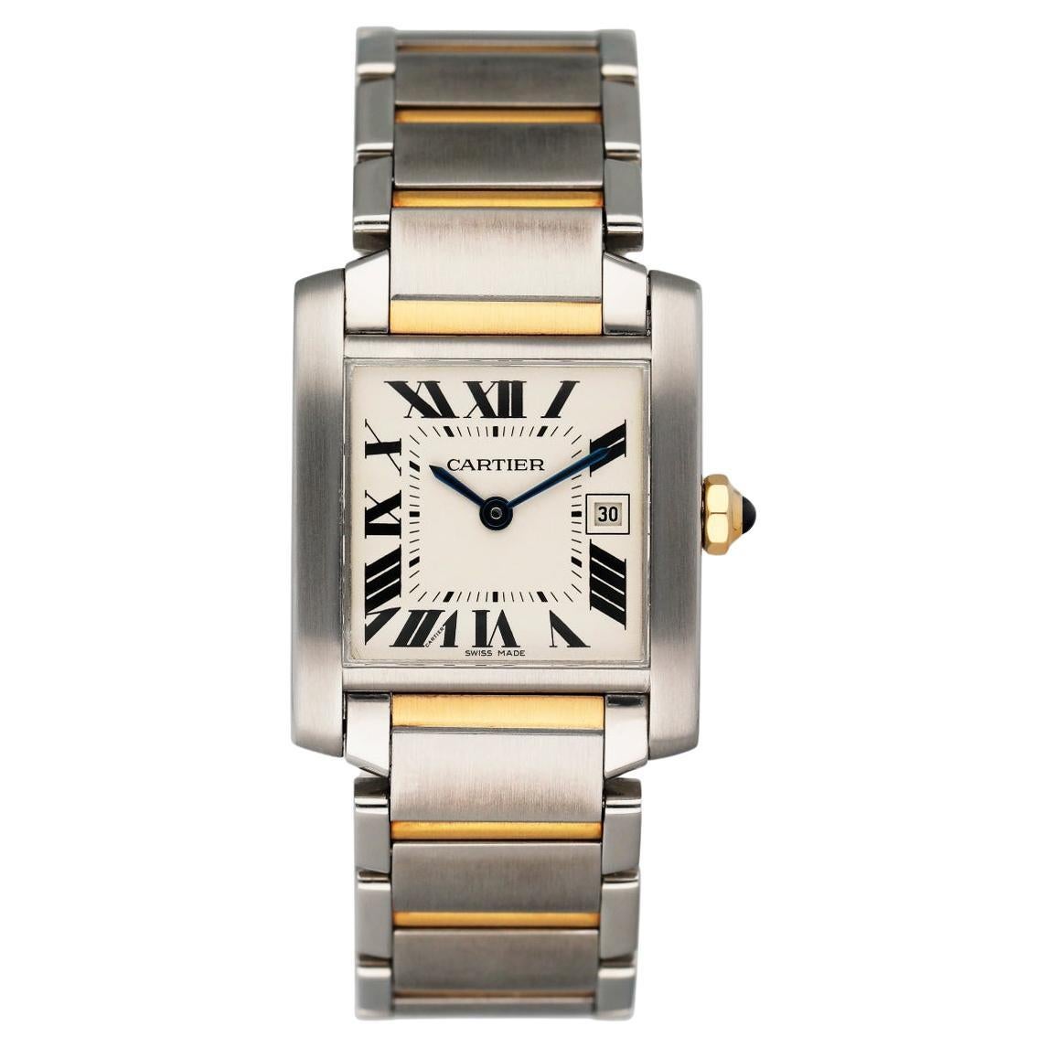 Cartier Tank Francaise 2465 Two Tone Midsize Watch For Sale at 1stDibs