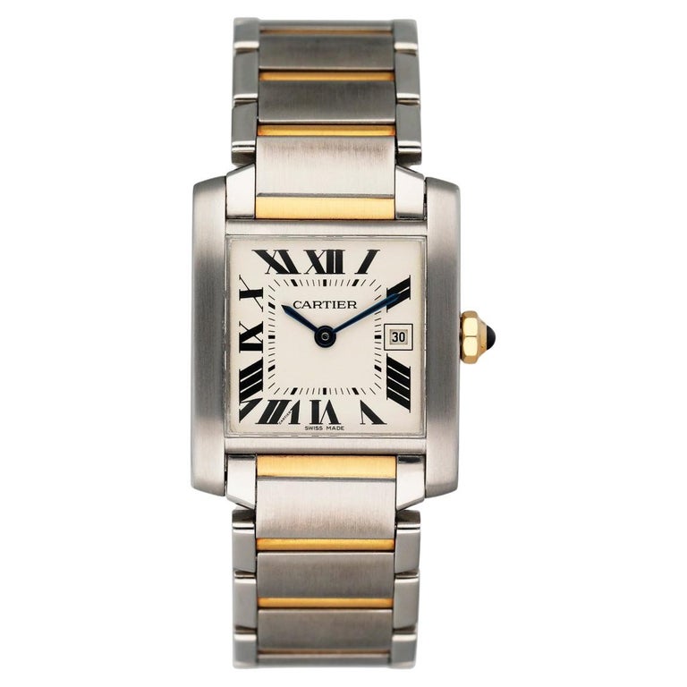 Cartier Tank Francaise 2465 Two Tone Midsize Watch For Sale at 1stDibs
