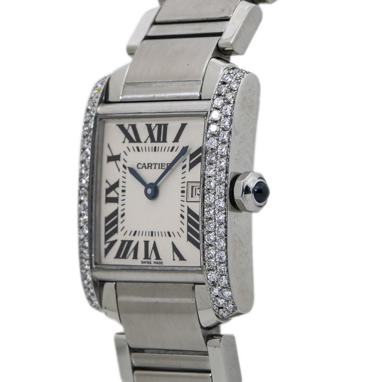 Cartier Tank Francaise 2465 VS Diamond Bezel Ladies Quartz Watch For ...