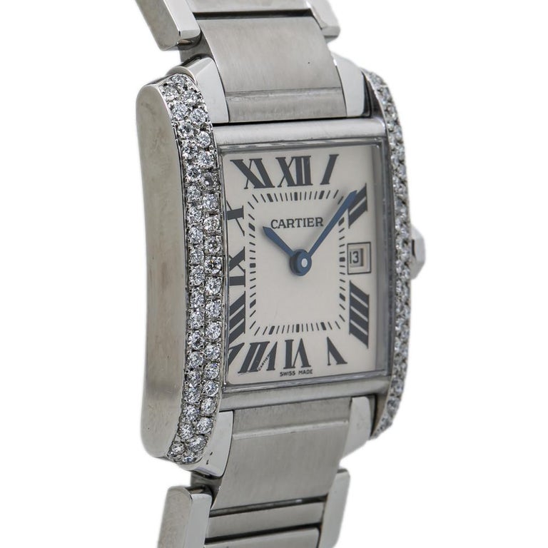 Cartier Tank Francaise 2465 VS Diamond Bezel Ladies Quartz Watch For ...