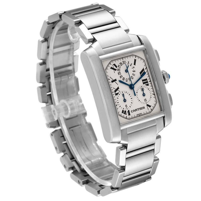 Cartier Tank Francaise Chronoflex Chronograph Steel Mens Watch W51001Q3 ...