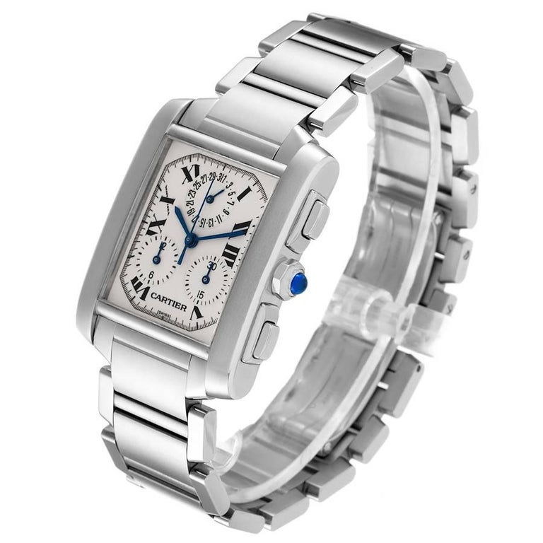 Cartier Tank Francaise Chronoflex Chronograph Steel Mens Watch W51001Q3 ...
