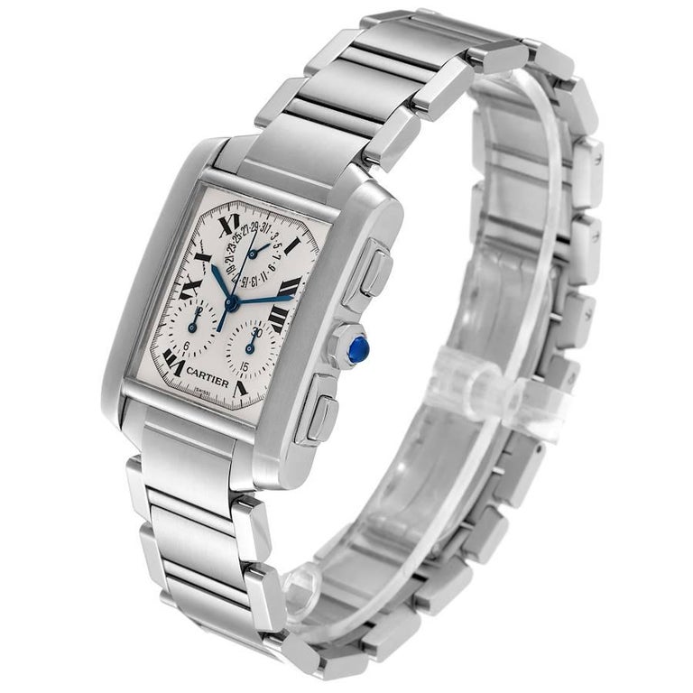 Cartier Tank Francaise Chronoflex Chronograph Steel Mens Watch W51001Q3 ...