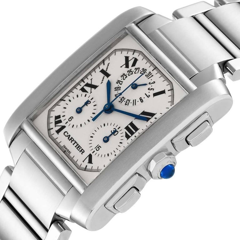 Cartier Tank Francaise Chronoflex Chronograph Steel Mens Watch W51001Q3 ...