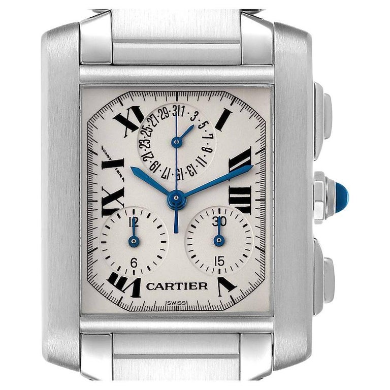 Cartier Tank Francaise Chronoflex Chronograph Steel Mens Watch W51001Q3 ...