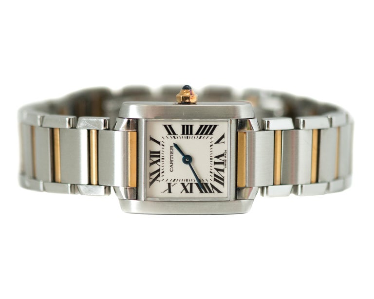 Cartier Tank Française Ladies 18 Karat Gold Two-Tone Wristwatch at 1stDibs