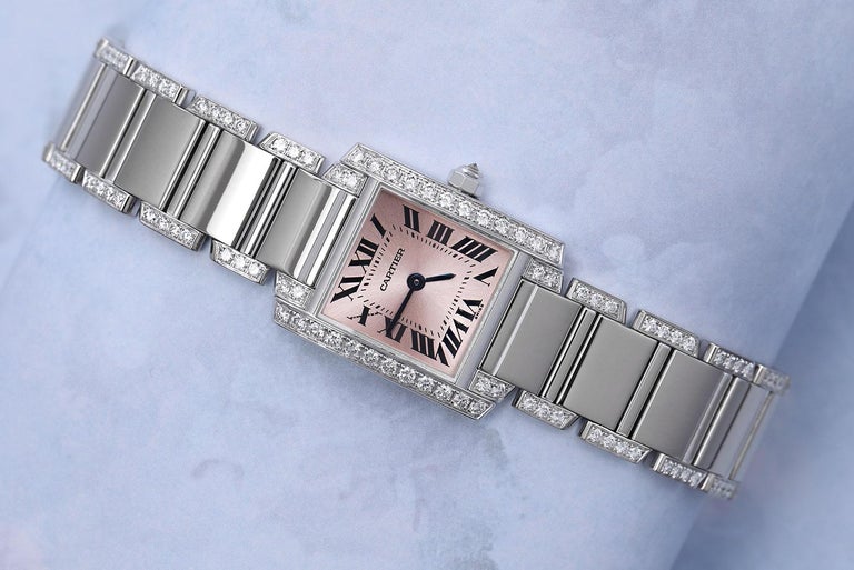 Cartier Tank Francaise Ladies 18k White Gold Watch with Factory ...