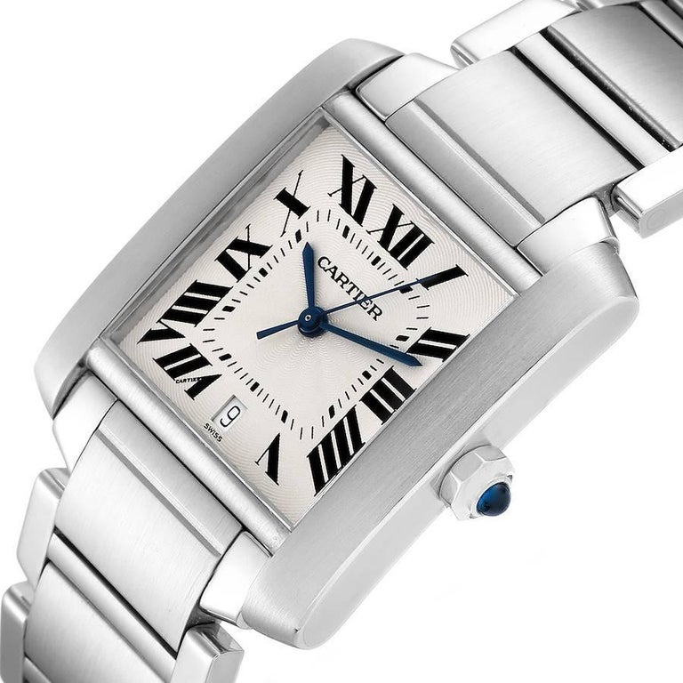 Cartier, grande montre automatique Tank Francaise en acier pour hommes ...