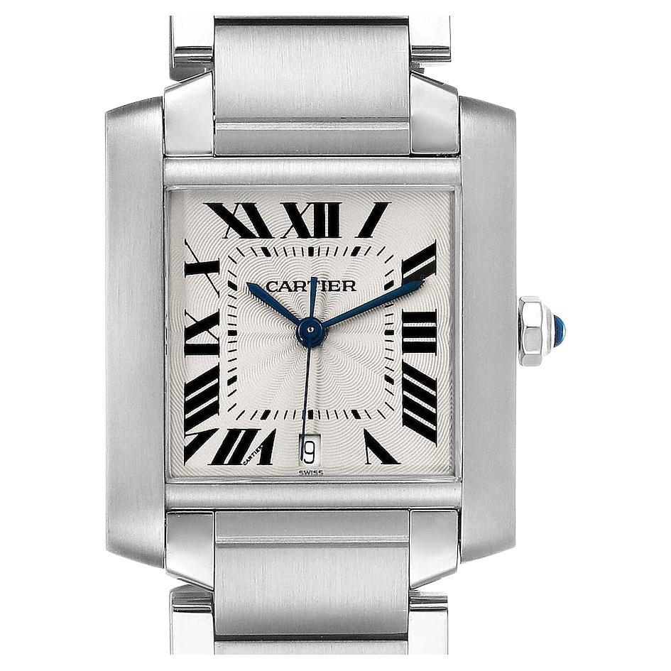 Cartier Tank Française White Gold Automatic Large Wristwatch at 1stDibs