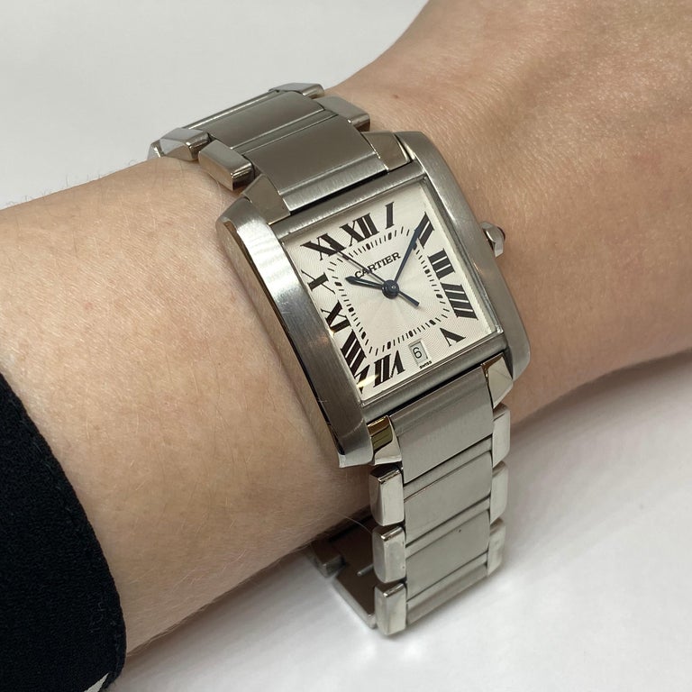 Cartier Tank Francaise Large Steel Automatic Watch #2302 For Sale at ...