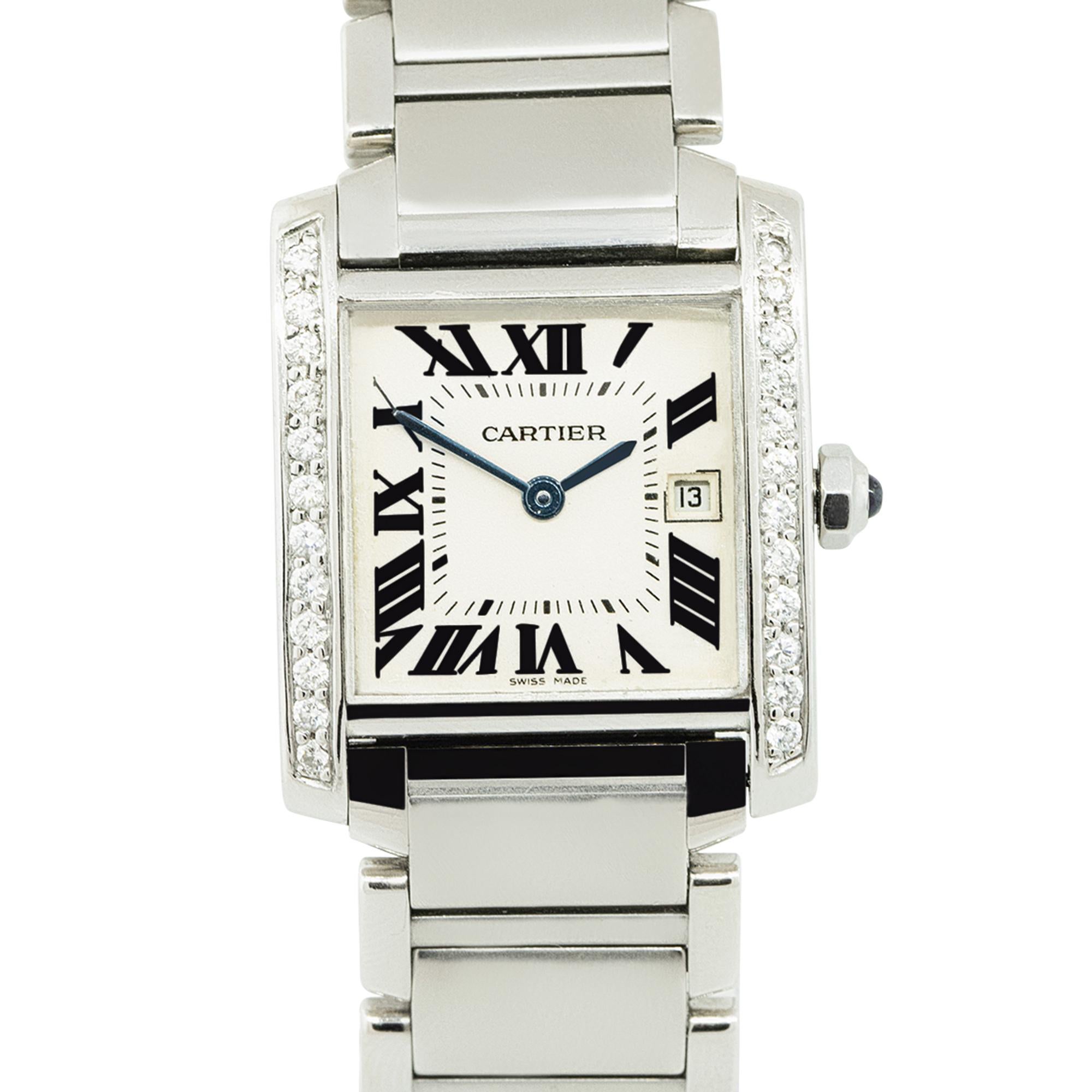 Cartier Tank Française Medium Stainless Steel Watch in Stock at 1stDibs ...