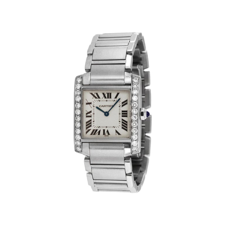 Cartier Tank Francaise Midsize Custom Diamond Bezel 1.1 Carat Watch ...