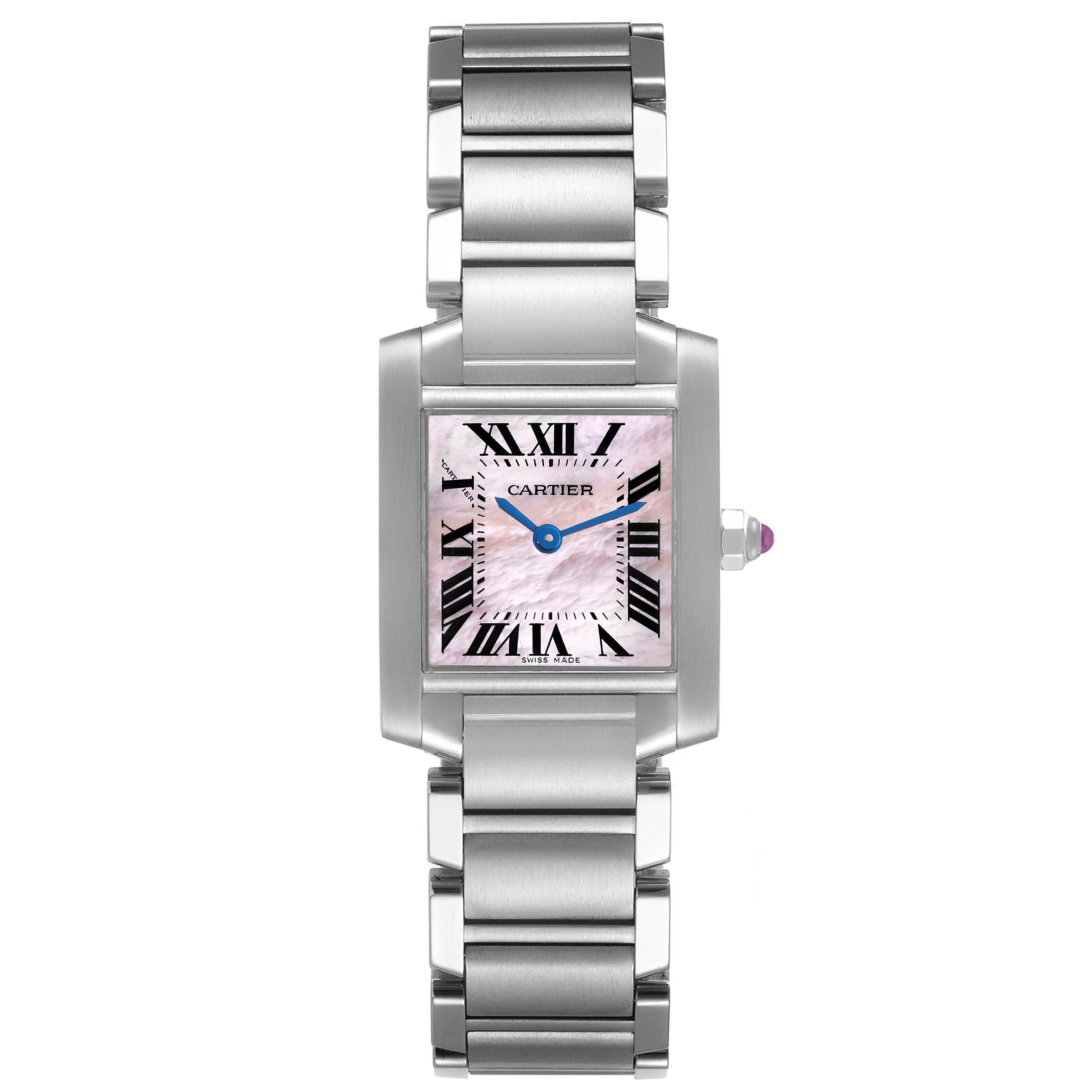 Cartier Tank Francaise Pink Mother Of Pearl Dial Steel Ladies Watch ...