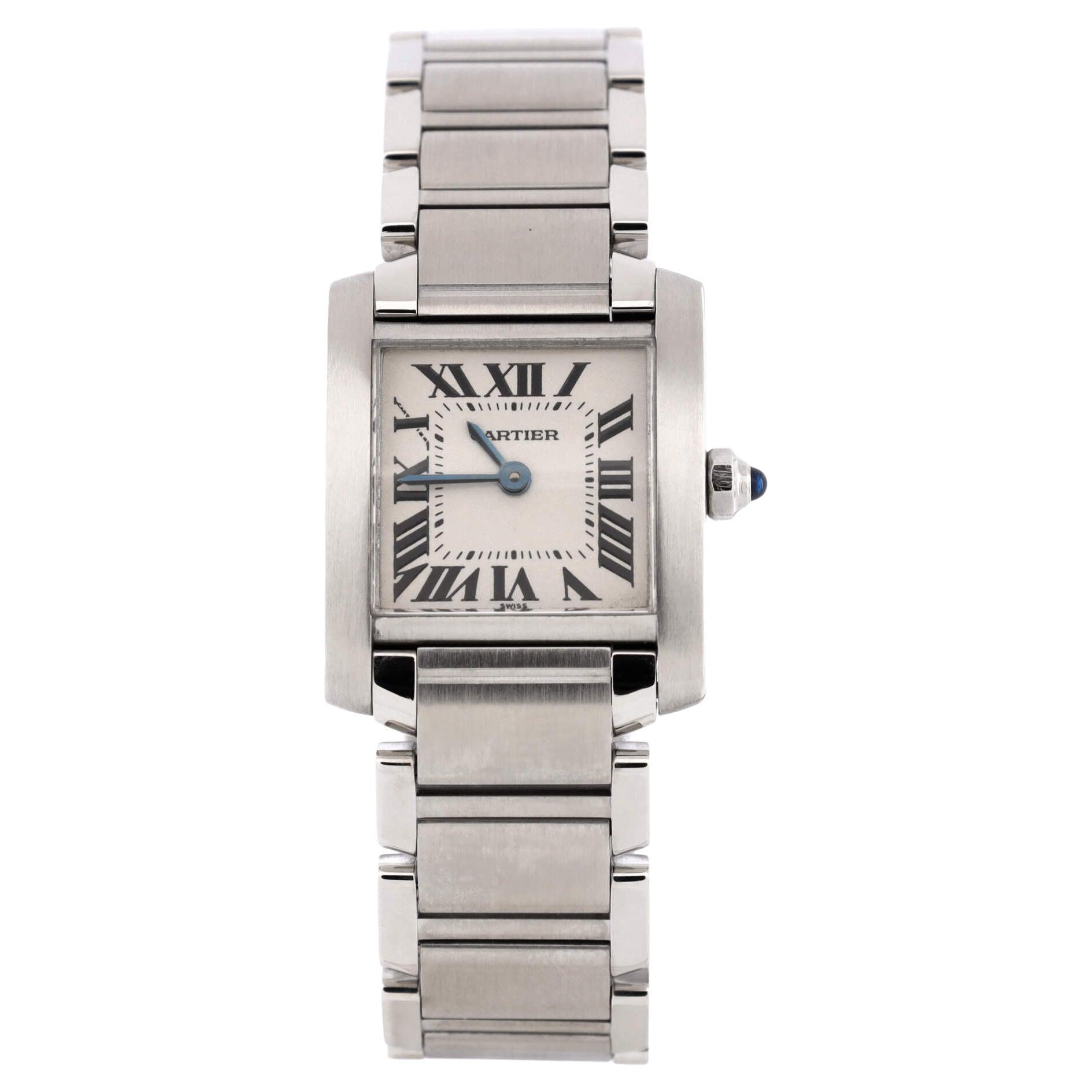 Cartier Tank Francaise Quartz Watch Stainless Steel 20 For Sale at 1stDibs