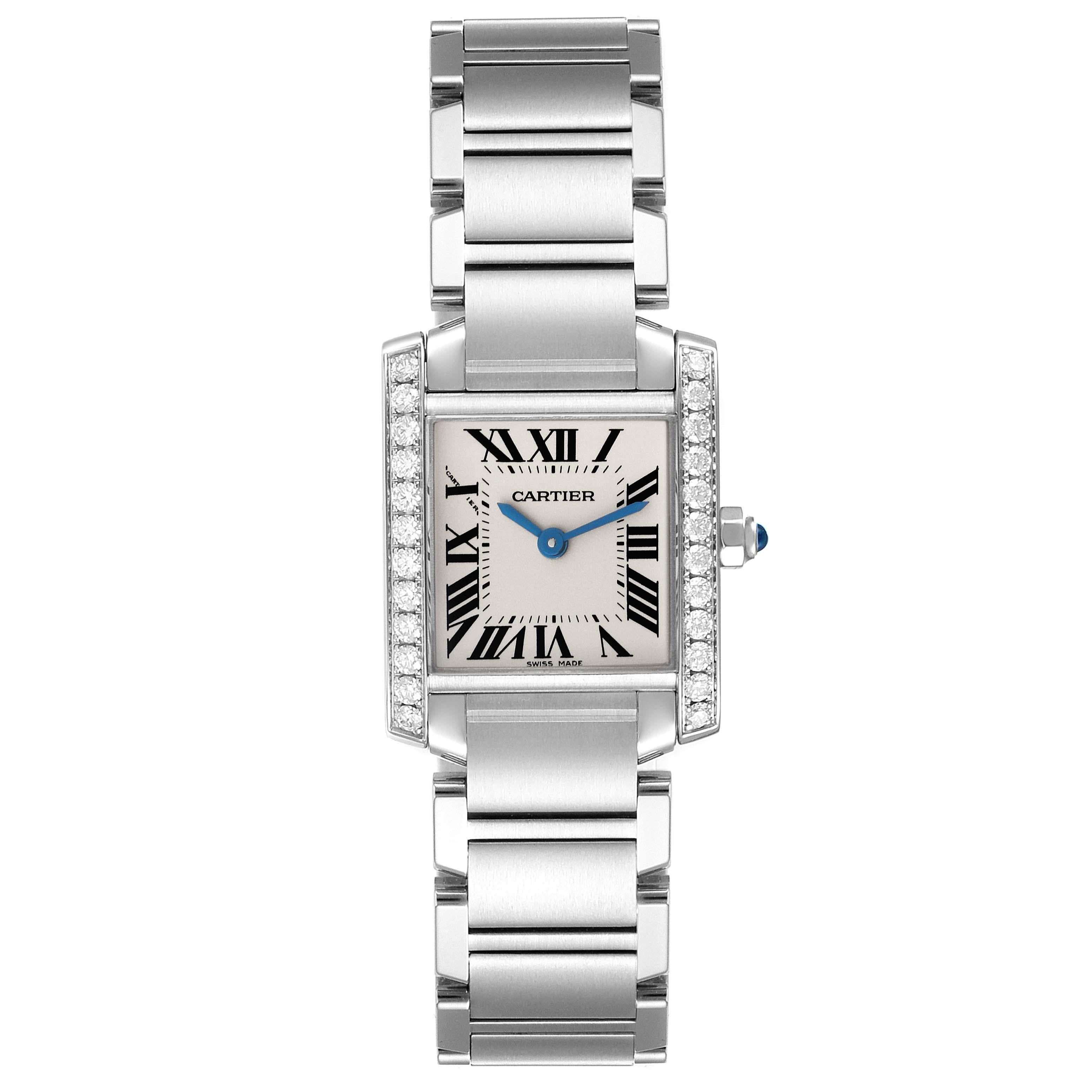 Cartier Tank Francaise Small Steel Diamond Bezel Ladies Watch W4TA0008 ...