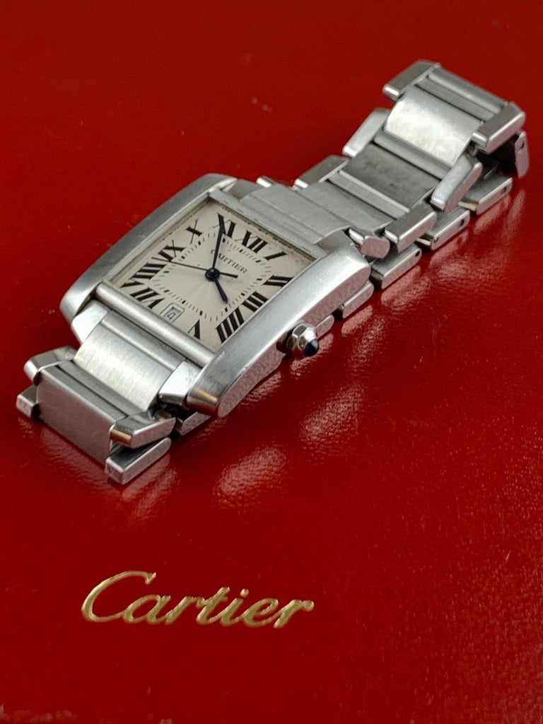 Cartier Tank Francaise Stainless Steel 2302 Watch at 1stDibs