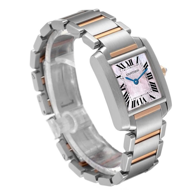 Cartier Tank Francaise Steel Rose Gold MOP Dial Watch W51027Q4 For Sale ...