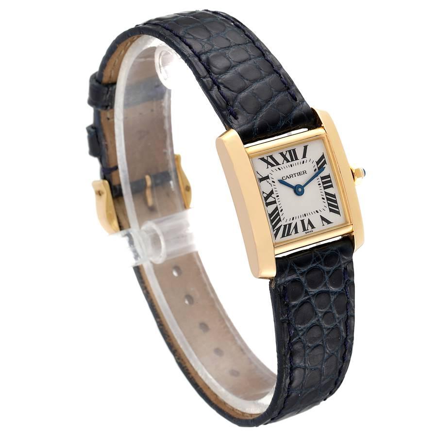 Cartier Tank Francaise Yellow Gold Blue Strap Ladies Watch W5000256 For ...