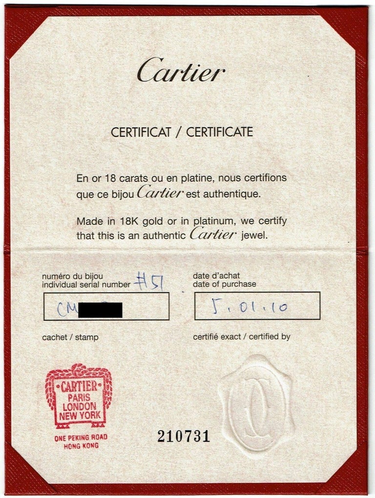 Cartier Tank Franchise Diamond Wedding Band Ring 18 Karat White Gold ...