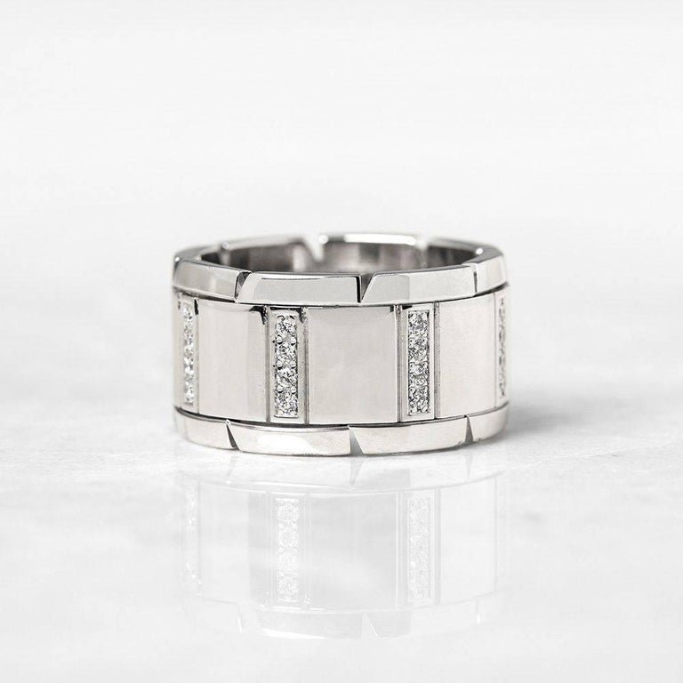 Cartier Tank Franchise Diamond Wedding Band Ring 18 Karat White Gold ...