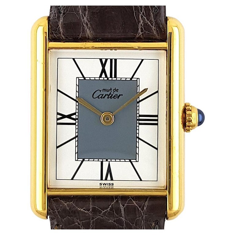 Cartier Tank Grande GM LM Must de Cartier L.C Classic Railway plaqué or ...