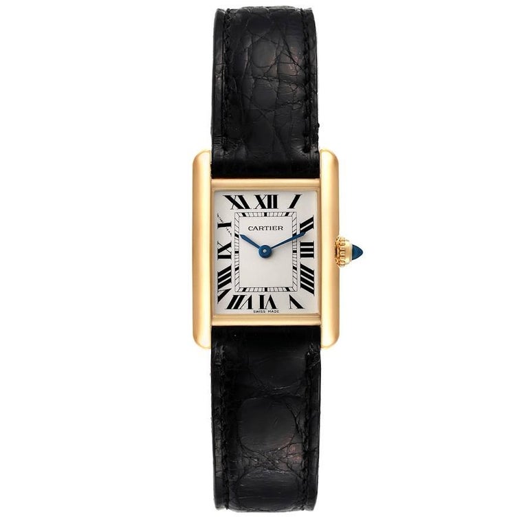 Cartier Tank Louis 18k Yellow Gold Black Strap Ladies Watch W1529856 at ...