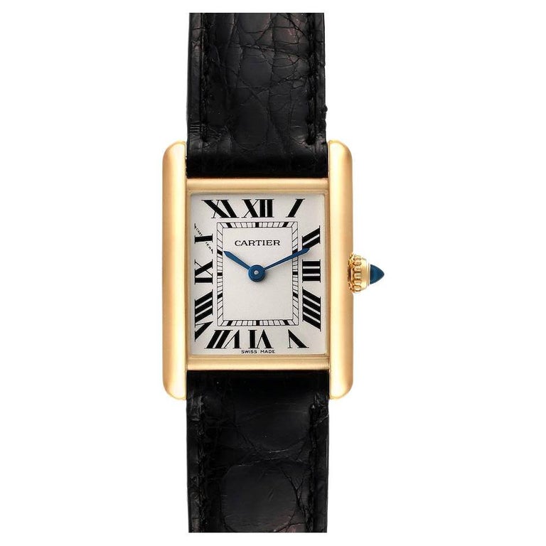 Cartier Tank Louis 18k Yellow Gold Black Strap Ladies Watch W1529856 at ...