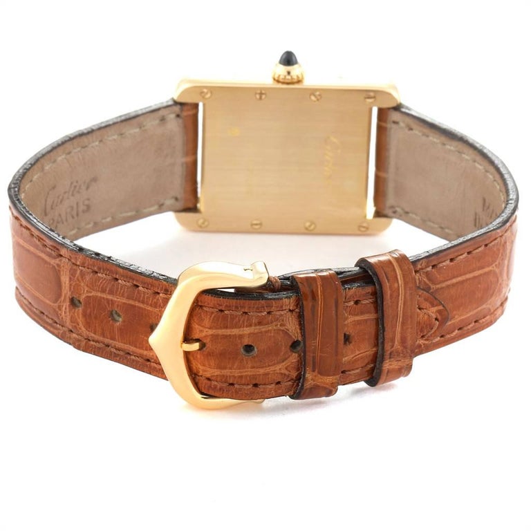 Cartier Tank Louis 18 Karat Yellow Gold Brown Strap Ladies Watch ...