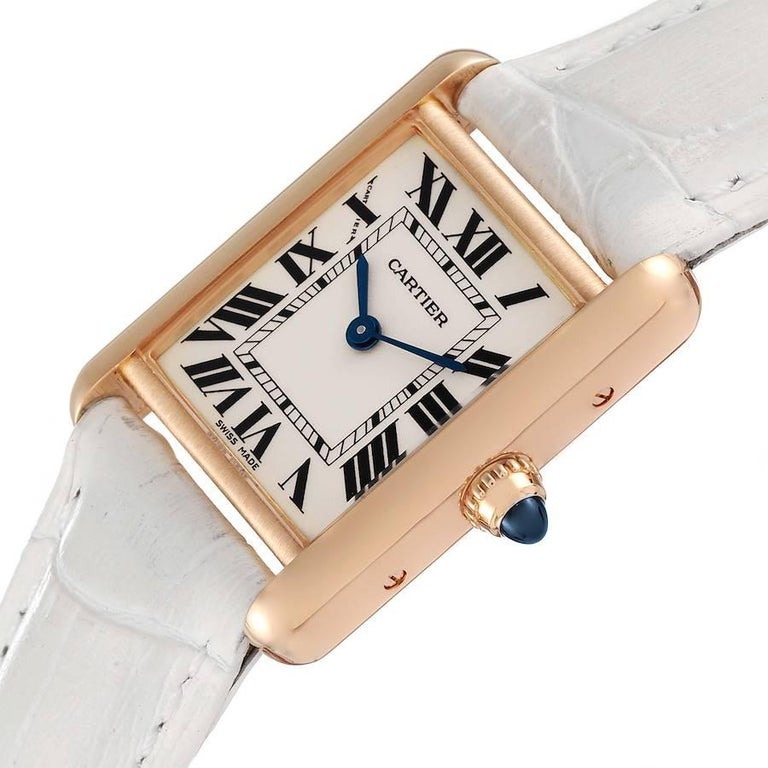 Cartier Tank Louis 18k Yellow Gold White Strap Ladies Watch W1529856 at ...