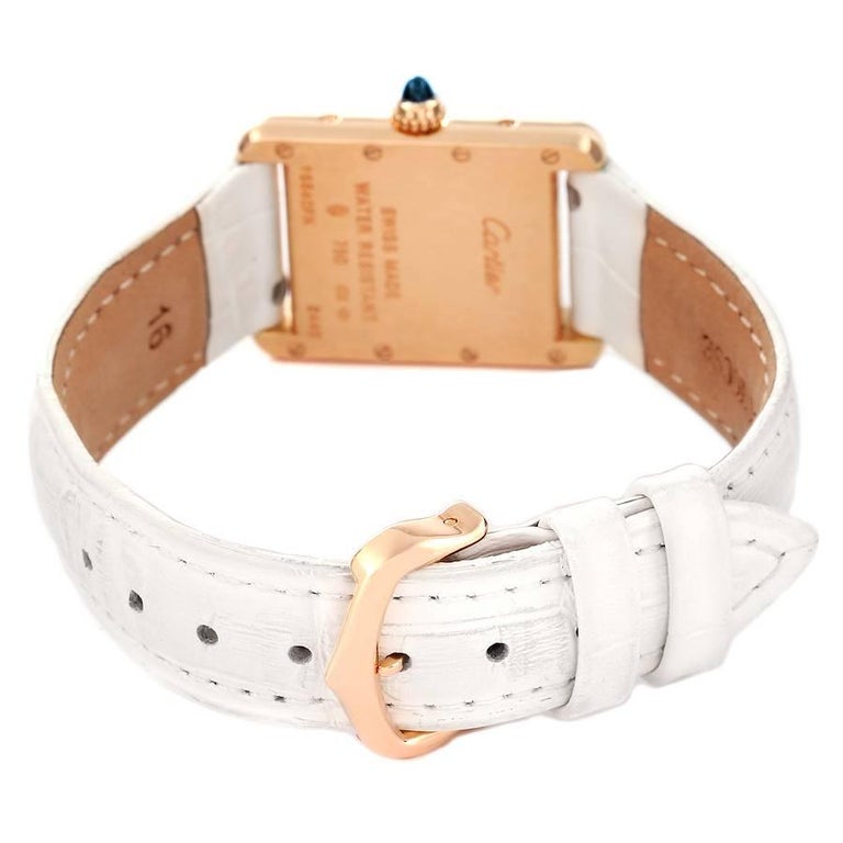 Cartier Tank Louis 18k Yellow Gold White Strap Ladies Watch W1529856 at ...