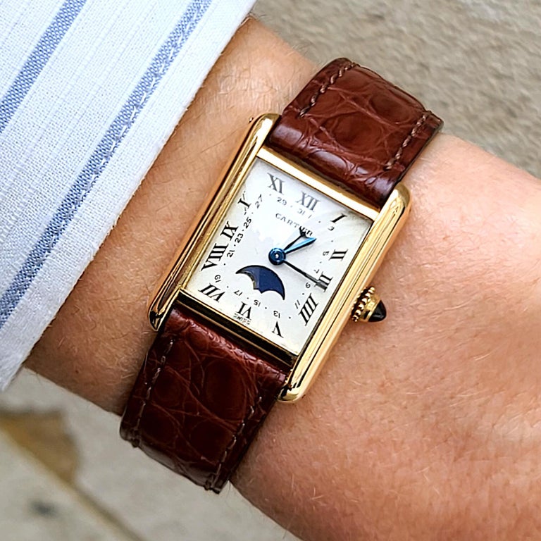 Cartier Tank Louis Moon phase Date 819003 LC Medium MM 18k Gold ...