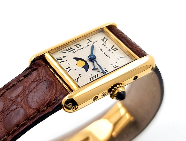 Cartier Tank Louis Moon phase Date 819003 LC Medium MM 18k Gold ...