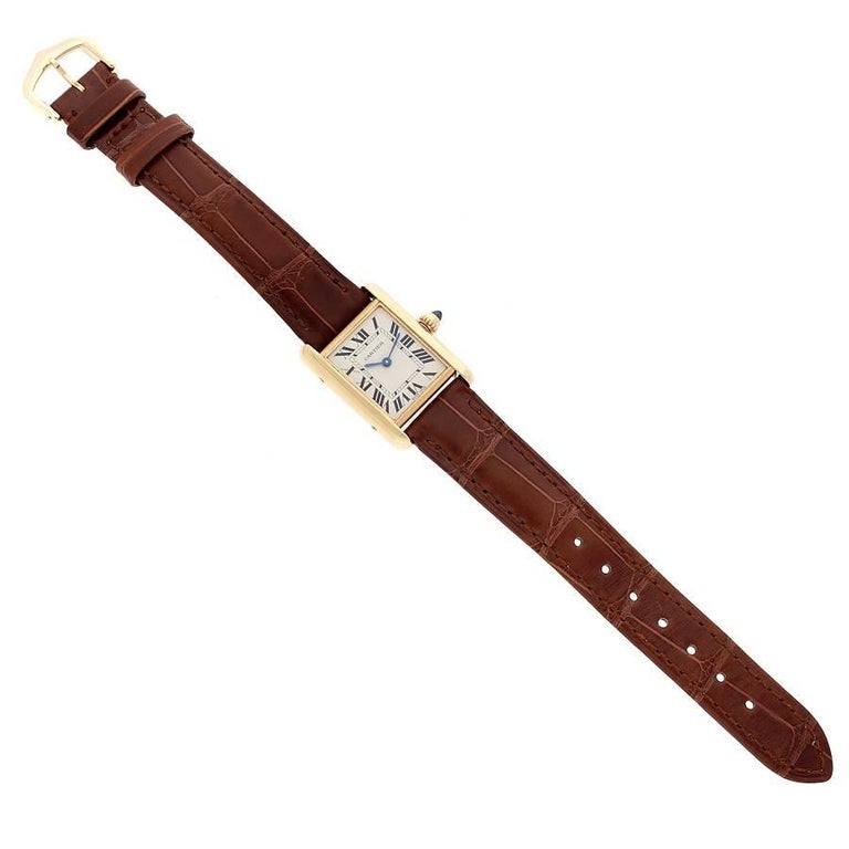 Cartier Tank Louis Small Yellow Gold Brown Strap Ladies Watch W1529856 ...