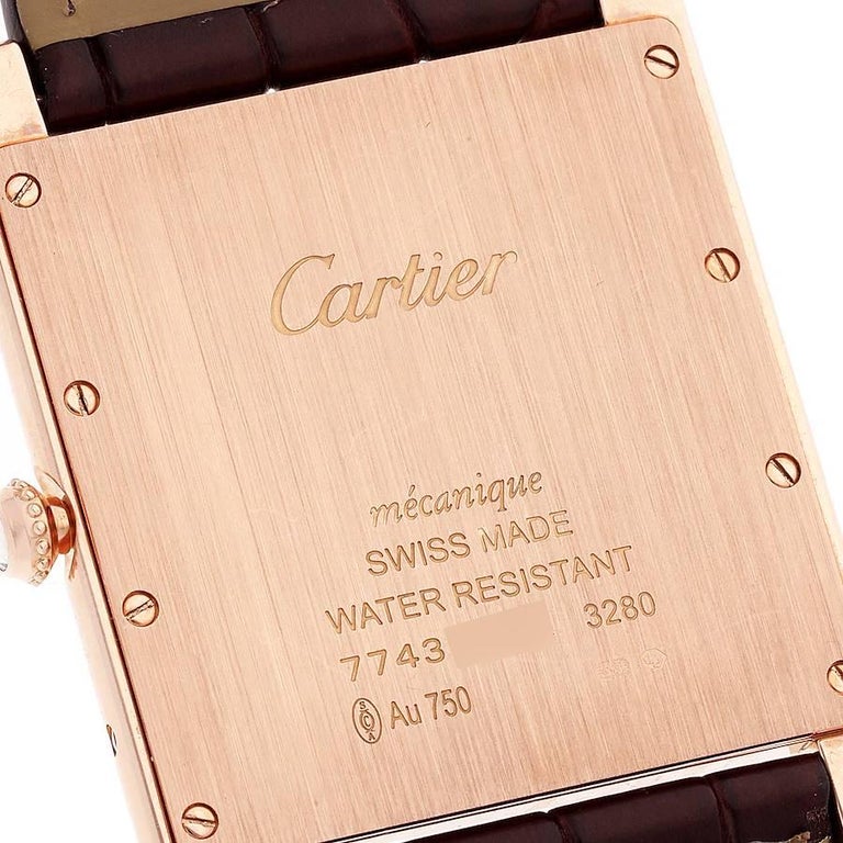 Cartier Tank Louis XL 18k Rose Gold Diamond Watch WT200005 Box Papers ...