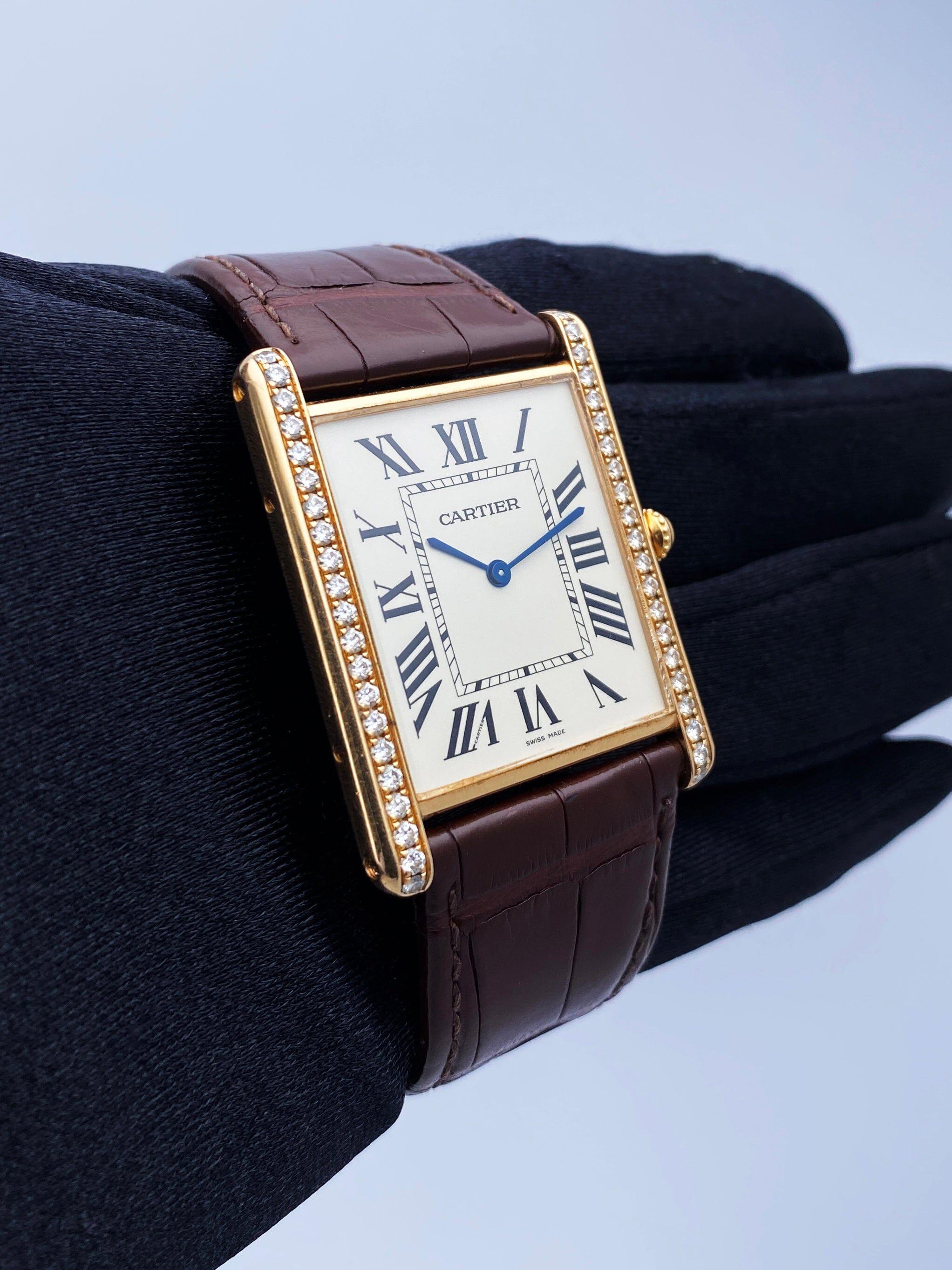 Cartier Tank Louis Xl Wt200005 Diamond 18k Rose Gold Mens Watch For ...