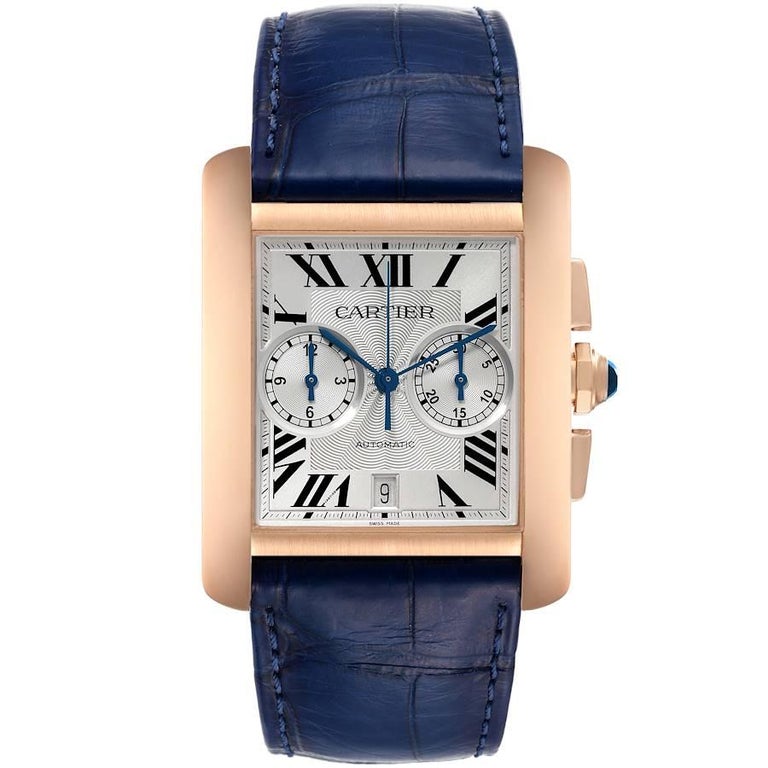 Cartier Tank MC 18K Rose Gold Silver Dial Mens Watch W5330005 For Sale ...
