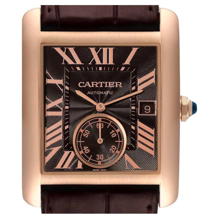 Cartier Tank MC Rose Gold Brown Dial Brown Strap Mens Watch W5330002 ...