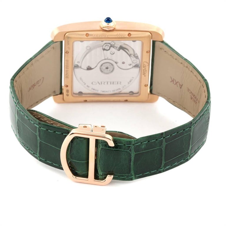 Cartier Tank MC Rose Gold Brown Dial Green Strap Men's Watch W5330002 ...