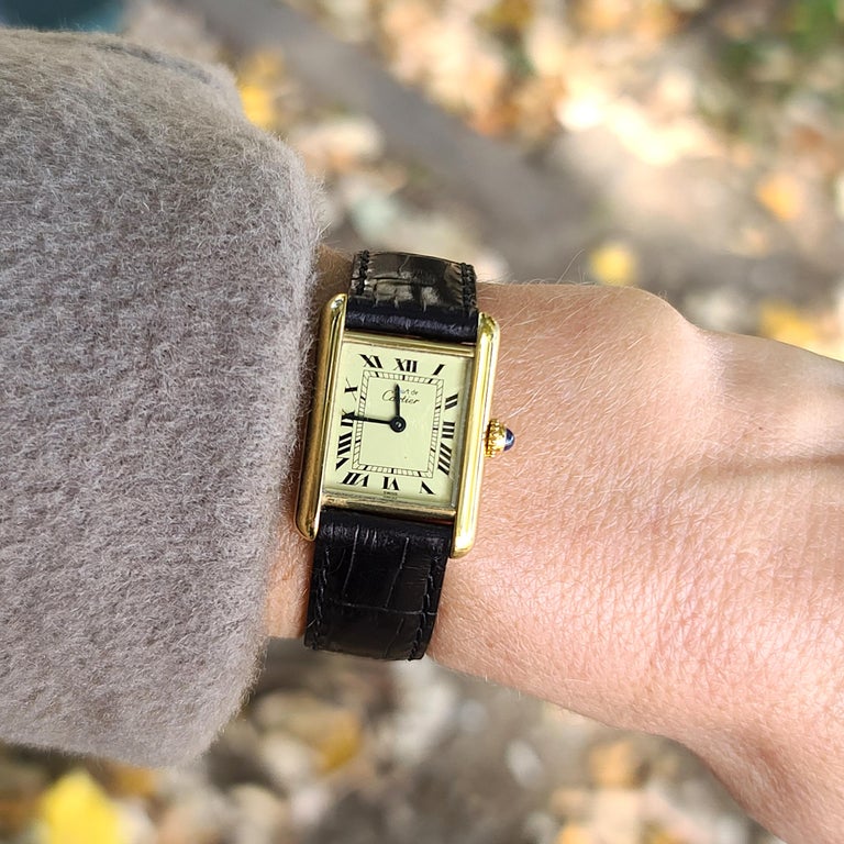 Cartier Tank Must de Cartier Classic Railway Louis Model Vermeil Gold ...