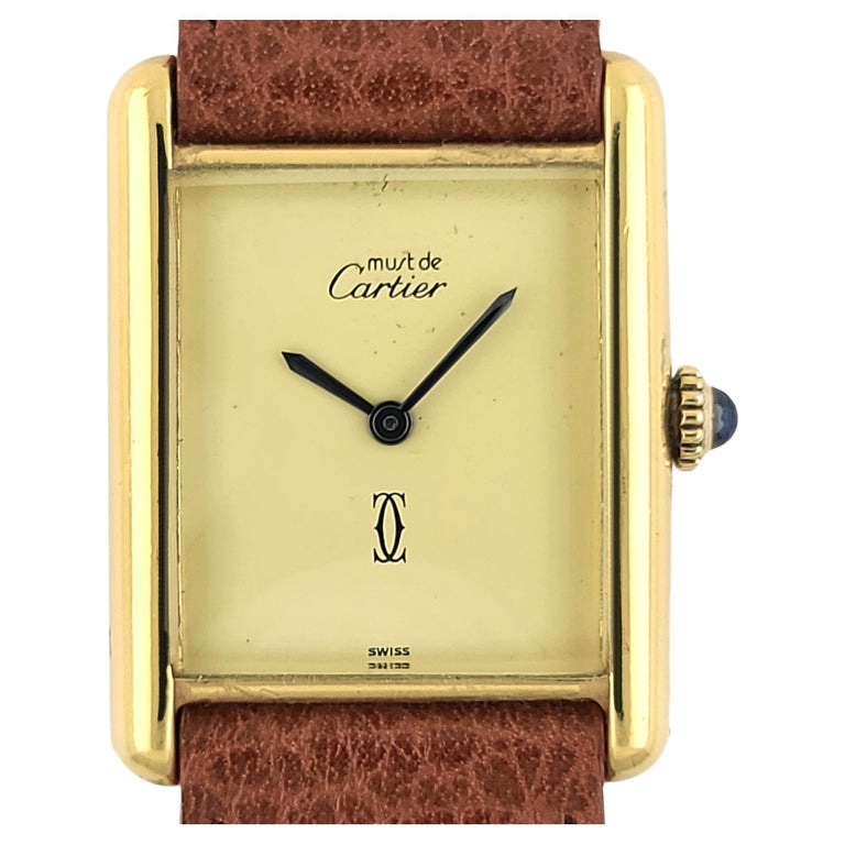 Cartier Tank Must de Cartier Large LM GM Ivory Lacquer Vermeil Gold ...