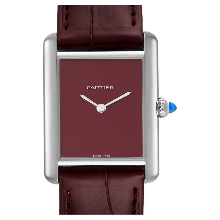 Cartier Tank Must Large Steel Red Dial Ladies Watch WSTA0054 Unworn For ...