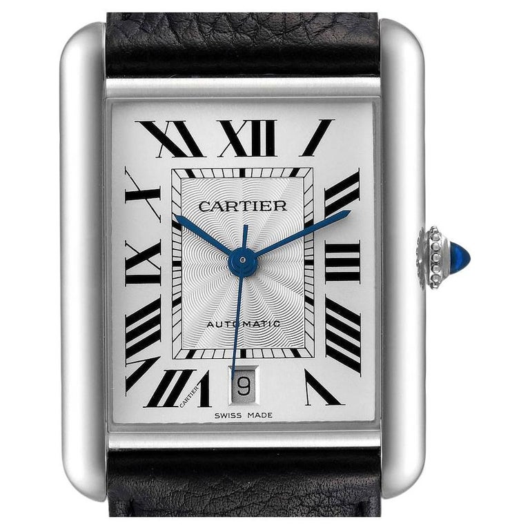 Cartier Tank Must Large Steel Silver Dial Mens Watch WSTA0040 Box Card ...
