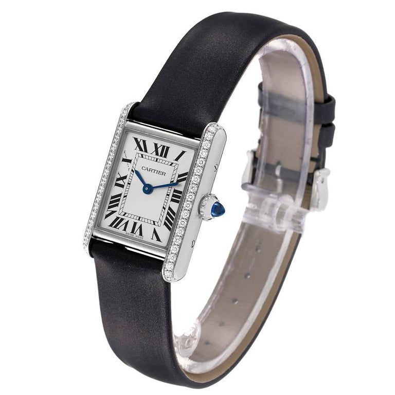Cartier Tank Must Small Steel Diamond Bezel Ladies Watch W4TA0016 Box ...