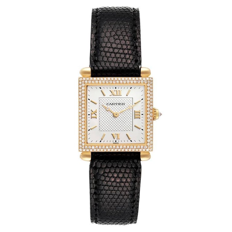 Cartier Tank Obus 18k Yellow Gold Diamond Silver Dial Ladies Watch ...