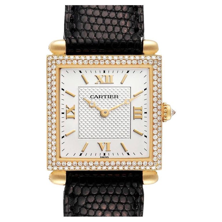 Cartier Tank Obus 18k Yellow Gold Diamond Silver Dial Ladies Watch ...