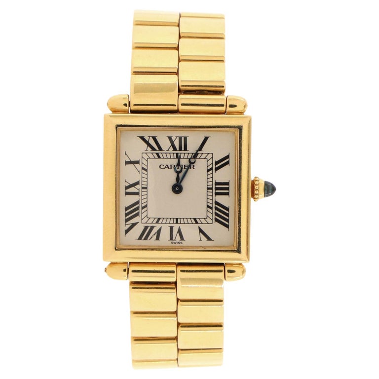 Cartier Tank Obus Quartz Watch Yellow Gold 25 For Sale at 1stDibs